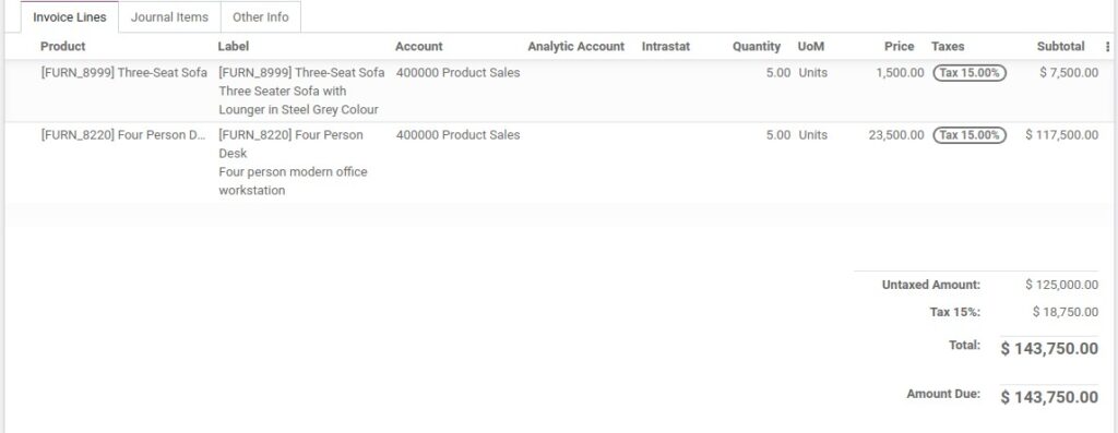 Journal Entries Of Invoices And Vendor Bills In Odoo Infintor Solutions Infintor Solutions